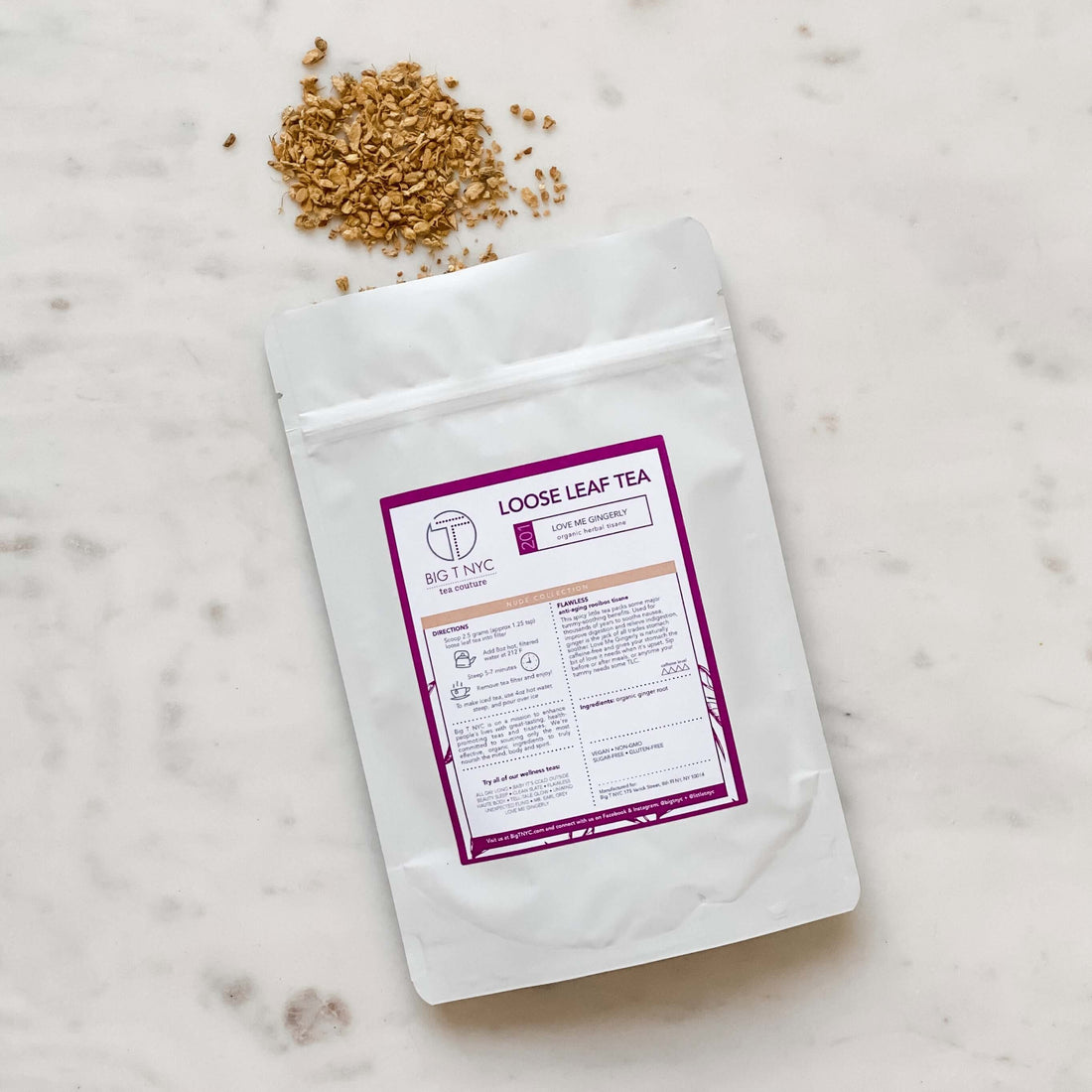 Organic Ginger Tea LOVE ME GINGERLY Stomach-Soothing Tisane – Big T NYC